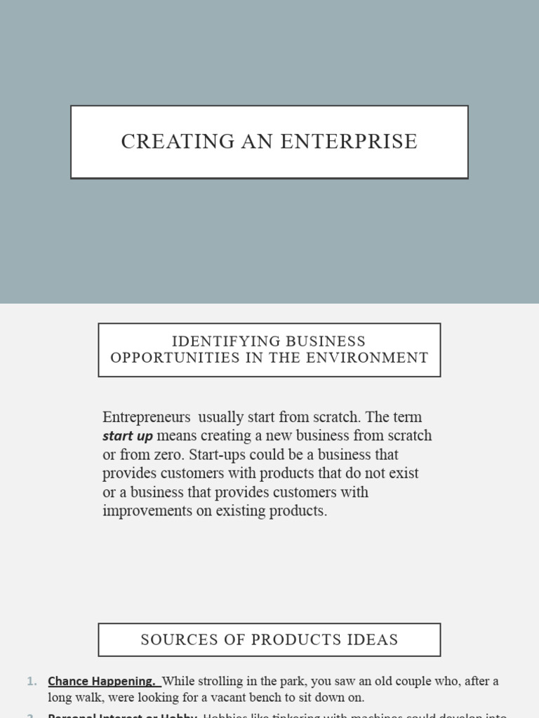 Creating An Enterprise | PDF | Franchising | Economies
