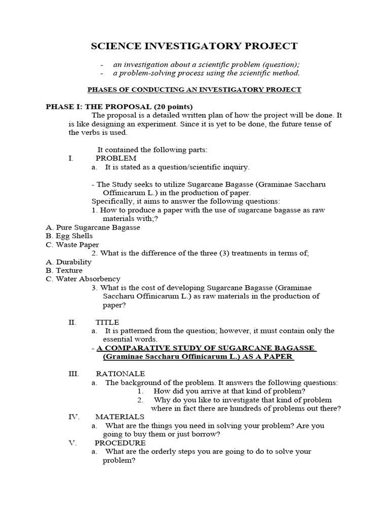 Investigatory Project on Sugarcane Paper | PDF | Scientific Method ...