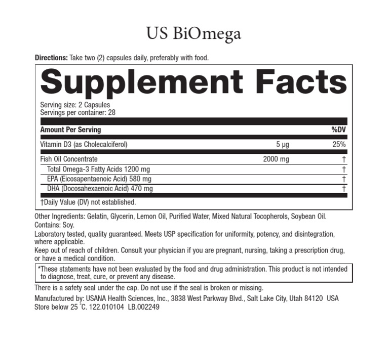 US BiOmega - Supplement Facts | PDF | Wellness