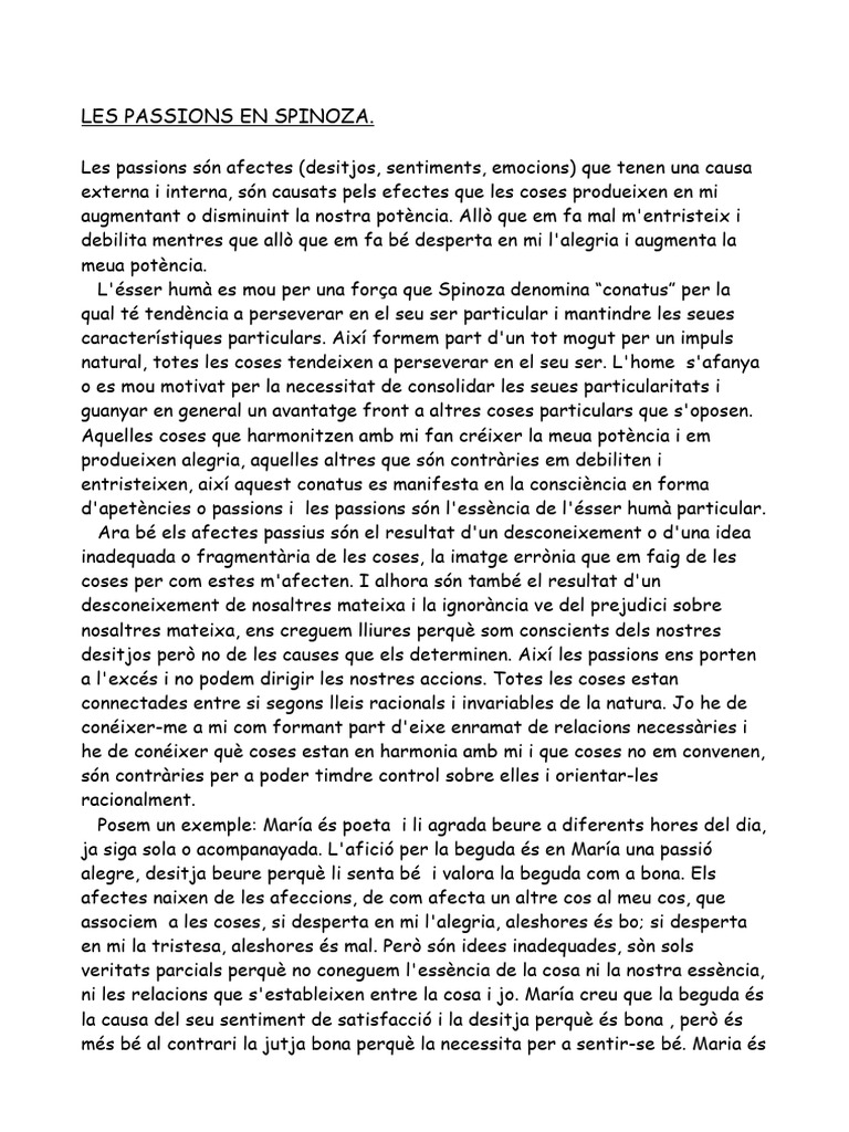 Les Passions Segons Spinoza | PDF