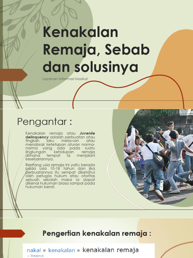 Kenakalan Remaja: Penyebab dan Solusi | PDF | Karier & Perkembangan
