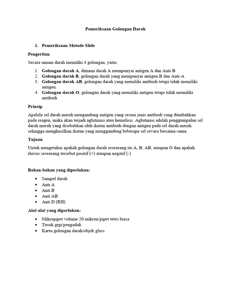 Pemeriksaan Golongan Darah Pdf