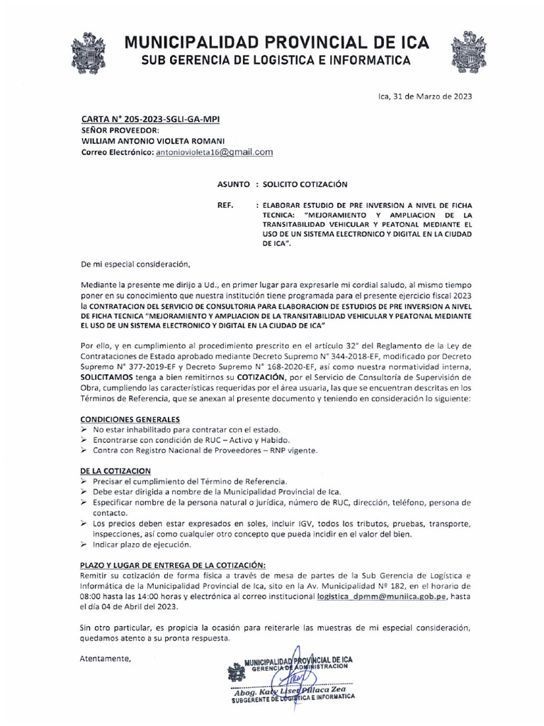 Carta 205-2023-Sgli | PDF