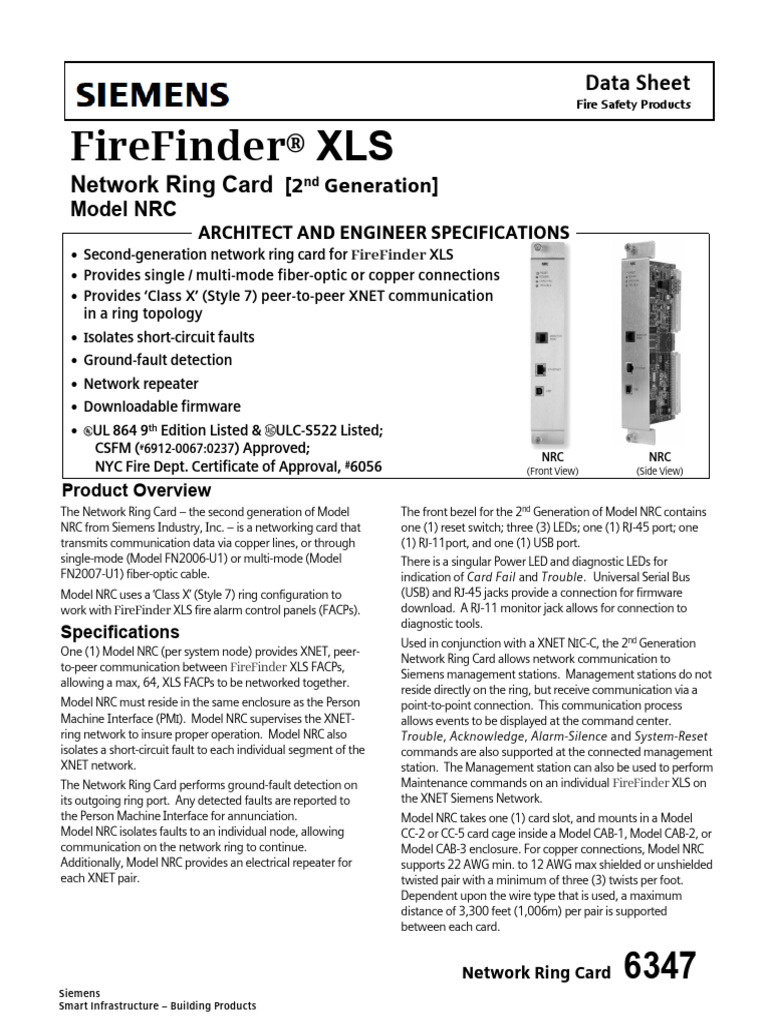 A6V10320523 - NRC Network Ring Card (2nd Gen.) For FireFinder Pa - en ...