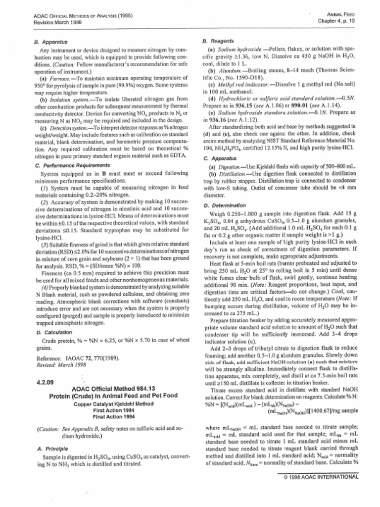 Aoac 984.13 | PDF