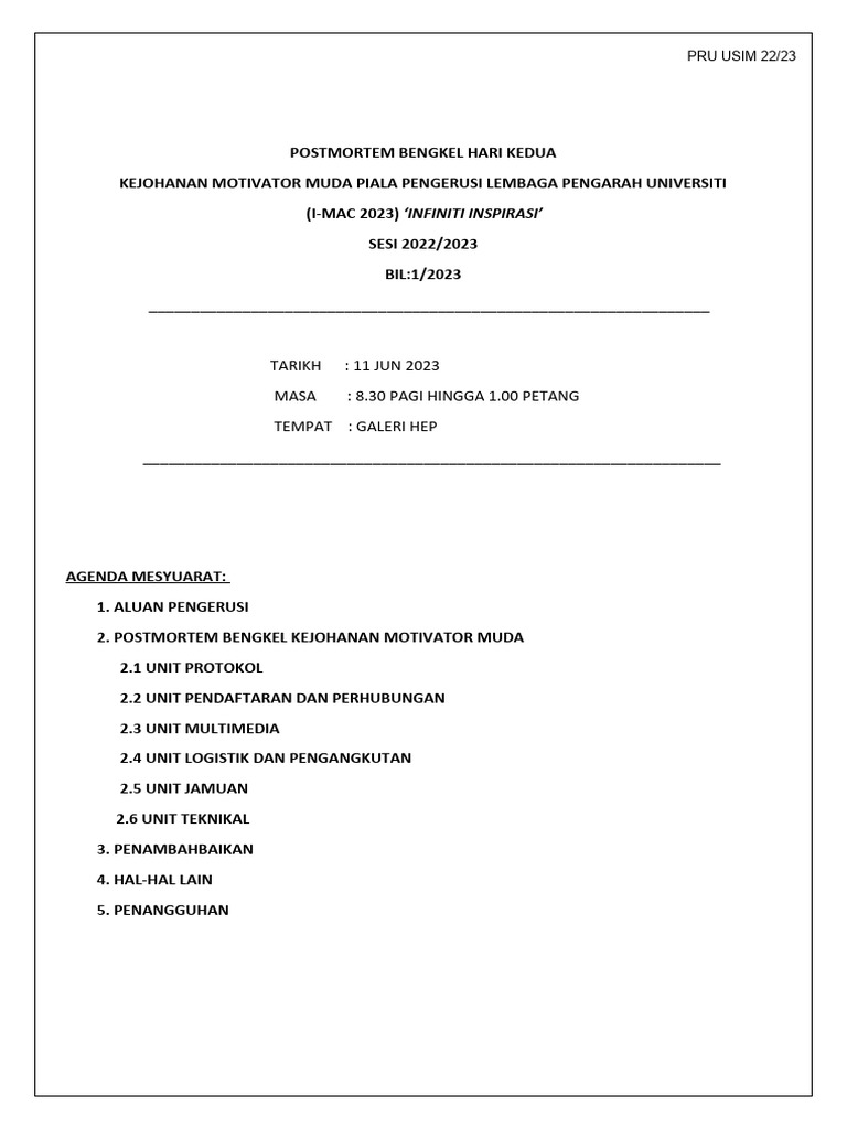 Postmortem Bengkel Imac 2023 Hari Kedua | PDF