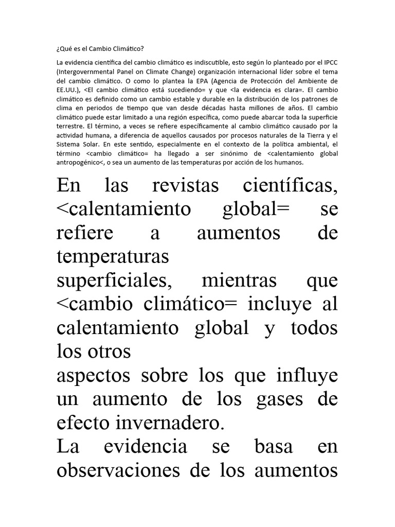 Entendiendo el Cambio Climático Actual | PDF | Grupo Intergubernamental ...