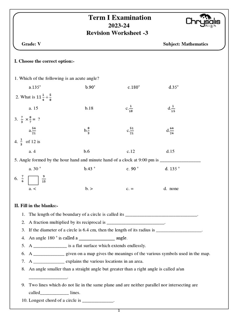 RWS 3-Term I-Grade V-Math - Fractions, Geometry, Mapping Skills ...