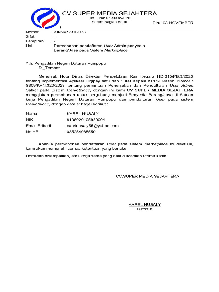 Surat Mitra Kerja | PDF