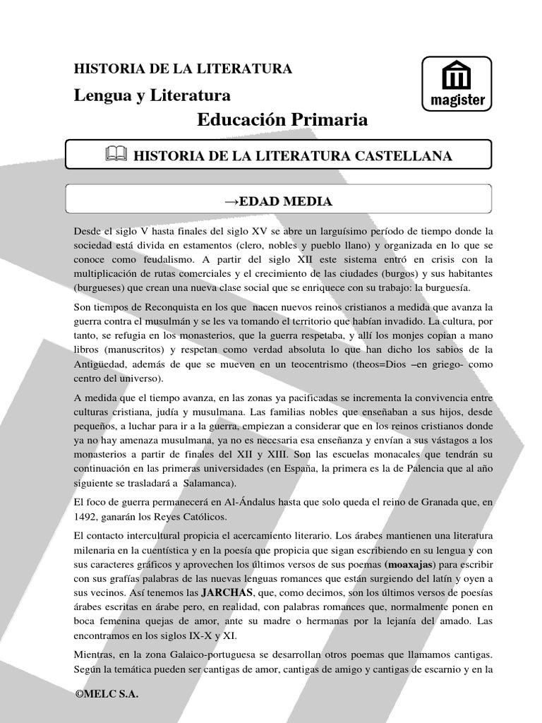 Historia de la Literatura Castellana | PDF | Literatura española