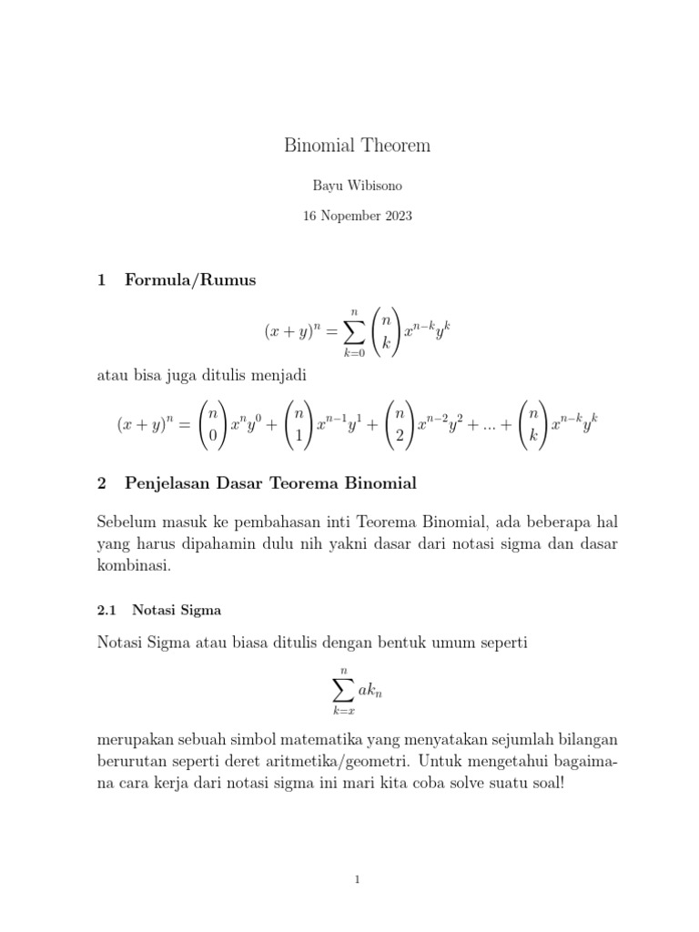 Binomial Theorem | PDF