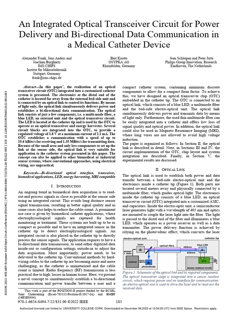 An Integrated Optical Transceiver Circuit For Power Delivery and Bi ...