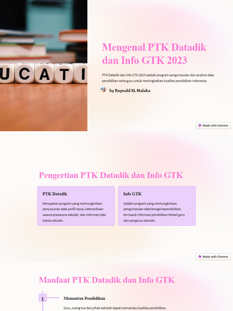 Mengenal PTK Datadik Dan Info GTK 2023 | PDF