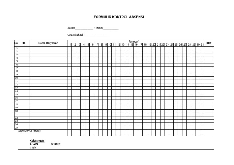 Formulir Kontrol Absensi | PDF