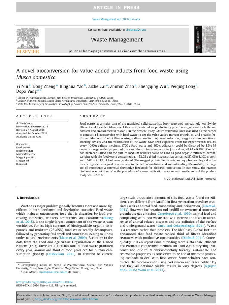 A Novel Bioconversion For Value-Added Products From Food Waste Using | PDF | Waste | Biodiesel