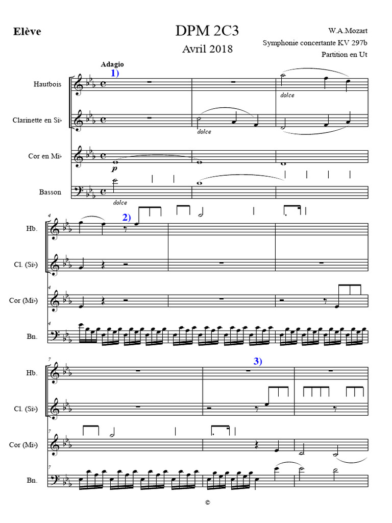 01.5 - 2C3 - DPM - Élève - Symphonie Concertante KV 297b W.A Mozart | PDF