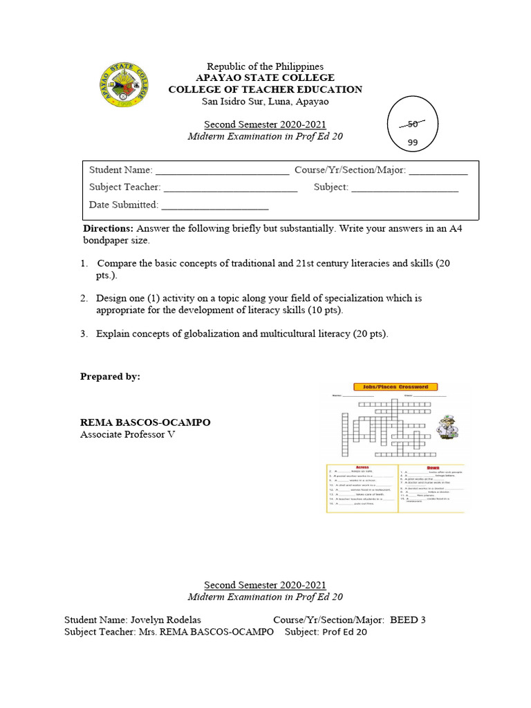 Midterm Exam in Prof Ed 20 | Download Free PDF | Cognition | Learning Midterm Exam in Prof Ed 20 | Download Free PDF | Cognition | Learning