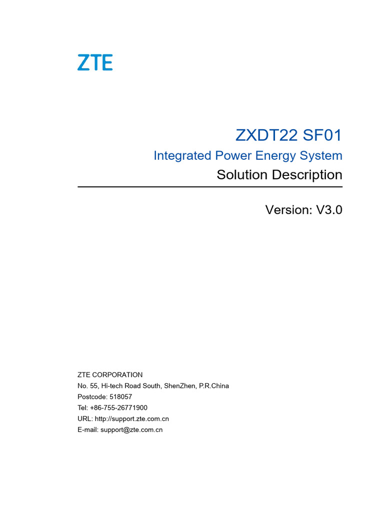 ZXDT22 SF01 (V3.0) Integrated Power Energy System Solution Description ...
