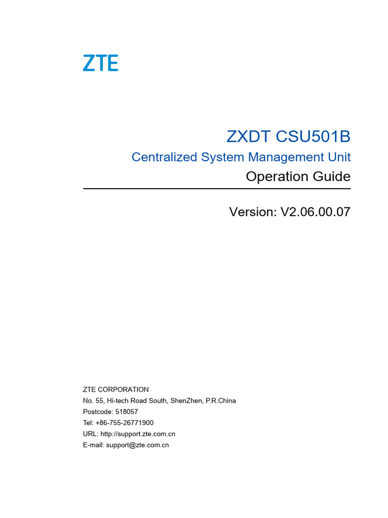 001-ZXDT CSU501B (V2.06.00.07) Centralized System Management Unit Operation Guide | PDF ...