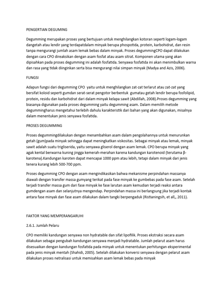 Degumming | PDF | Teknologi & Rekayasa