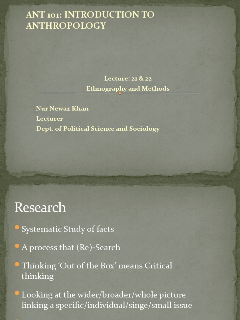 ANT101!21!22 Research Method Ethnography NN | PDF | Ethnography | Field Research