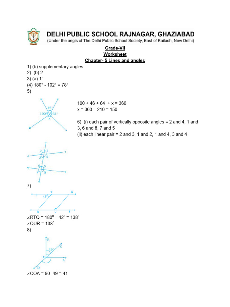 Grade 7 Math: Lines & Angles | PDF | Teaching Methods & Materials