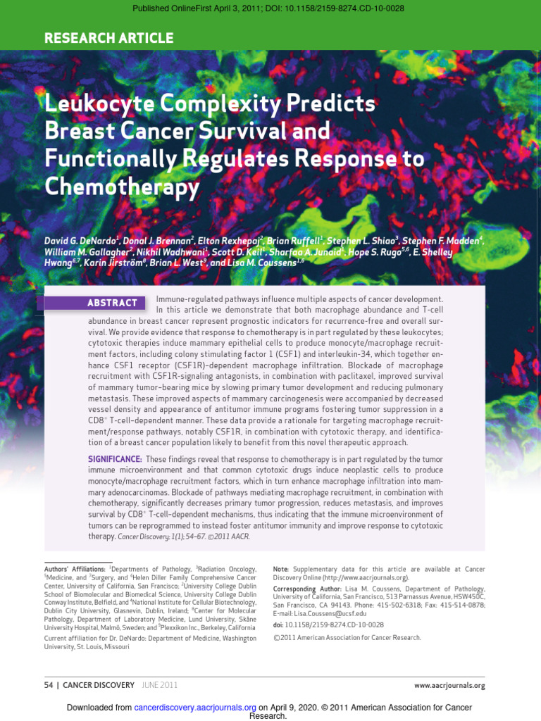 Leukocyte Complexity | PDF | Macrophage | Metastasis