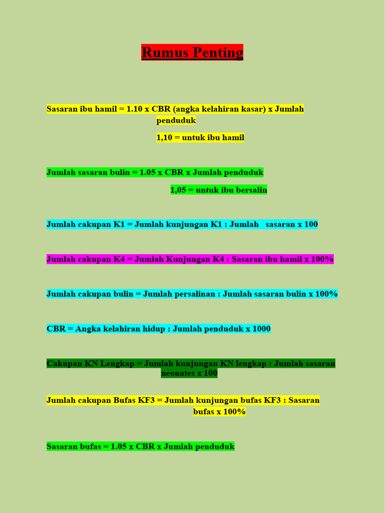 Rumus Penting Bidan | PDF