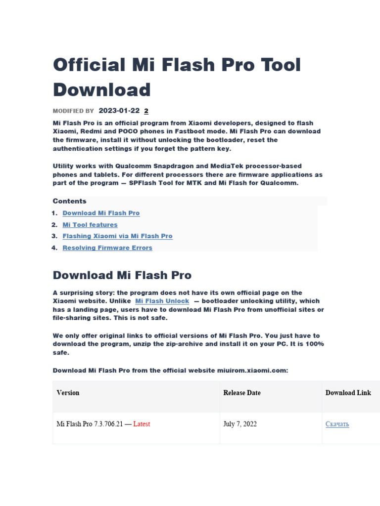 Official Mi Flash Pro Tool Download | PDF | Booting | Xiaomi