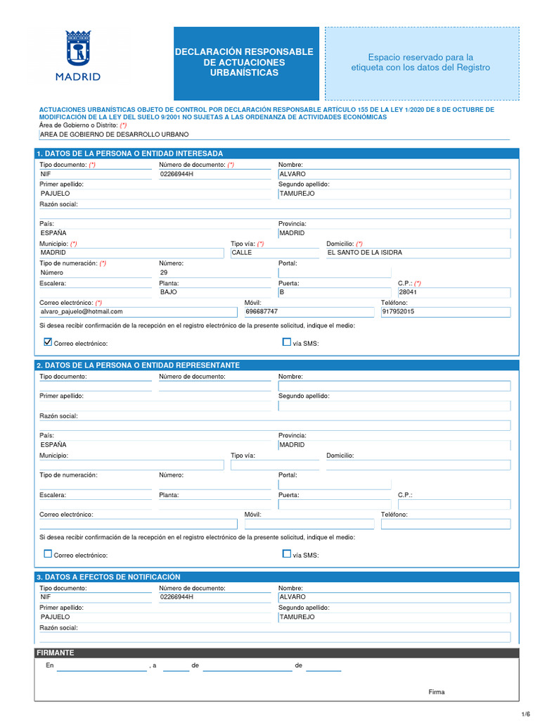Declaración Responsable de Actuaciones Urbanísticas | PDF