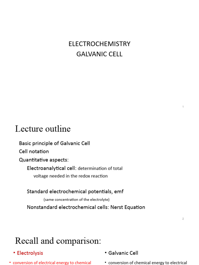 Electrochemistry Galvanic Cell New | PDF | Electrochemistry | Redox