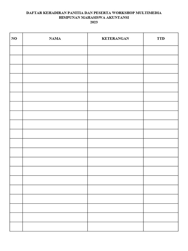 Absensi Workshop | PDF