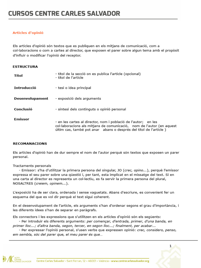 C1 - Estructura Model - ARTICLE OPINIO - CARTA DIRECTOR A | PDF