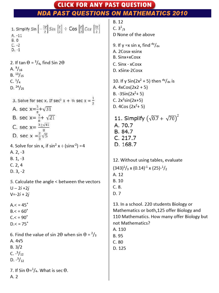 Nda Mathematics 8dfhow | PDF | Force | Mass