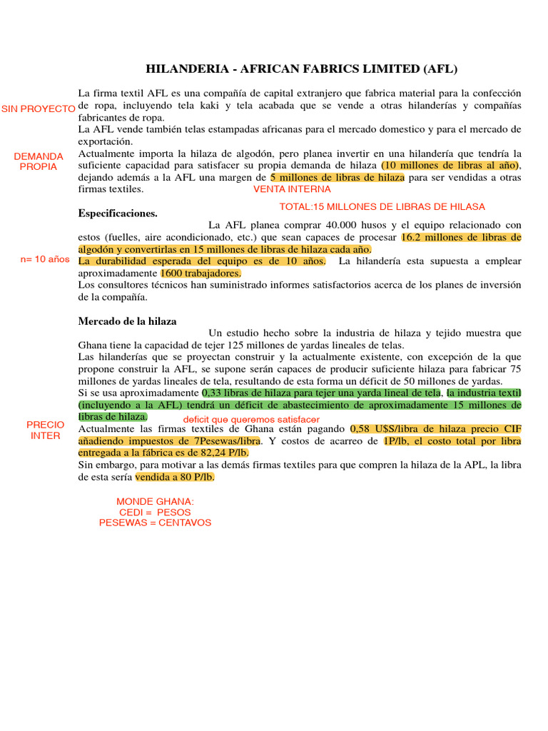 Enunciado Hilanderia | PDF | Impuesto sobre la renta | Textiles