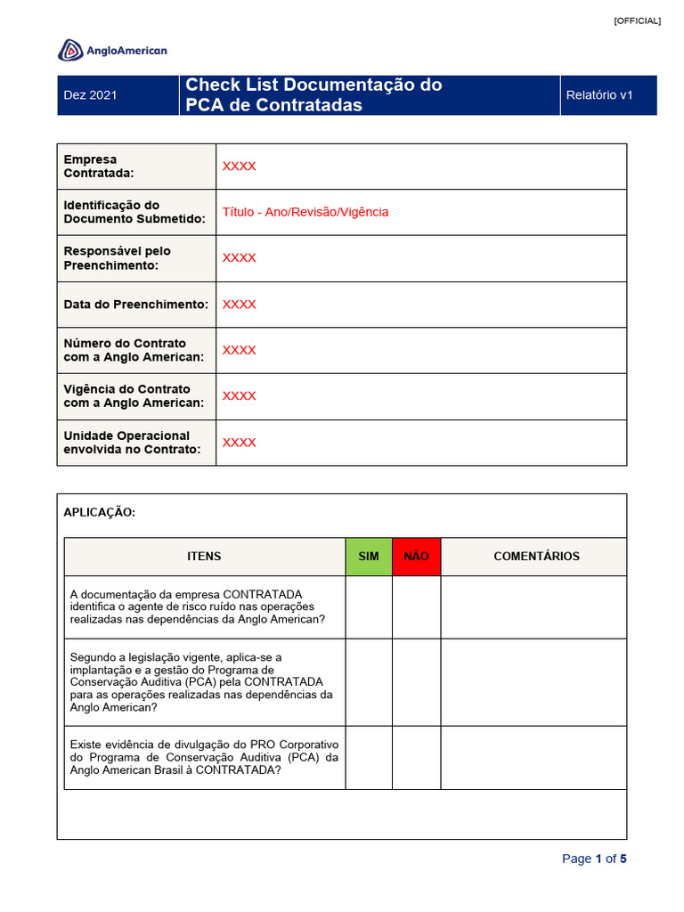 Check List PCA | PDF