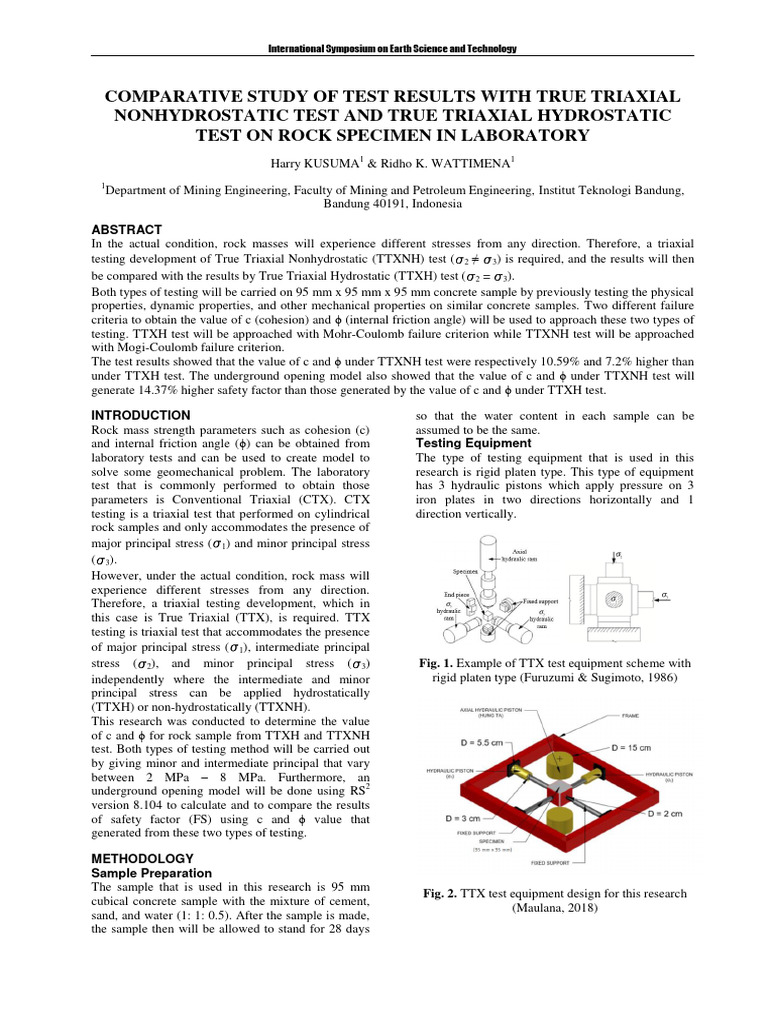 Comparative Study of Test Results With True Triaxial Nonhydrostatic ...