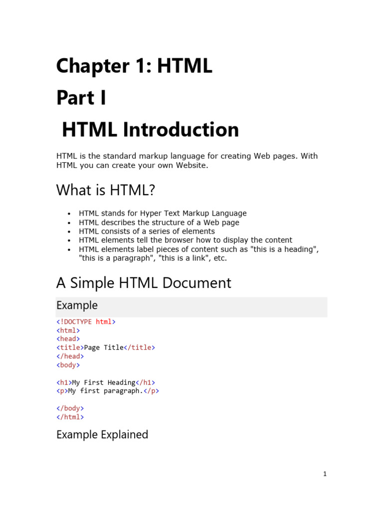 HTML-Chapter 1 - 4 | PDF | Hyperlink | Html Element