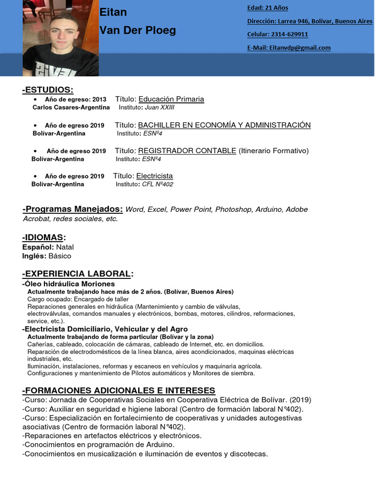 Curriculum Vitae Eitan Van Der Ploeg 2023 | PDF
