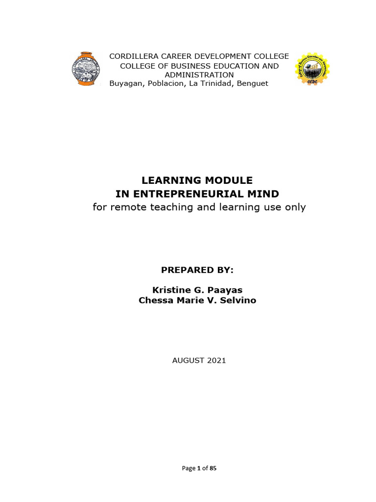 Entrep 101 Module | PDF | Entrepreneurship | Economic Growth