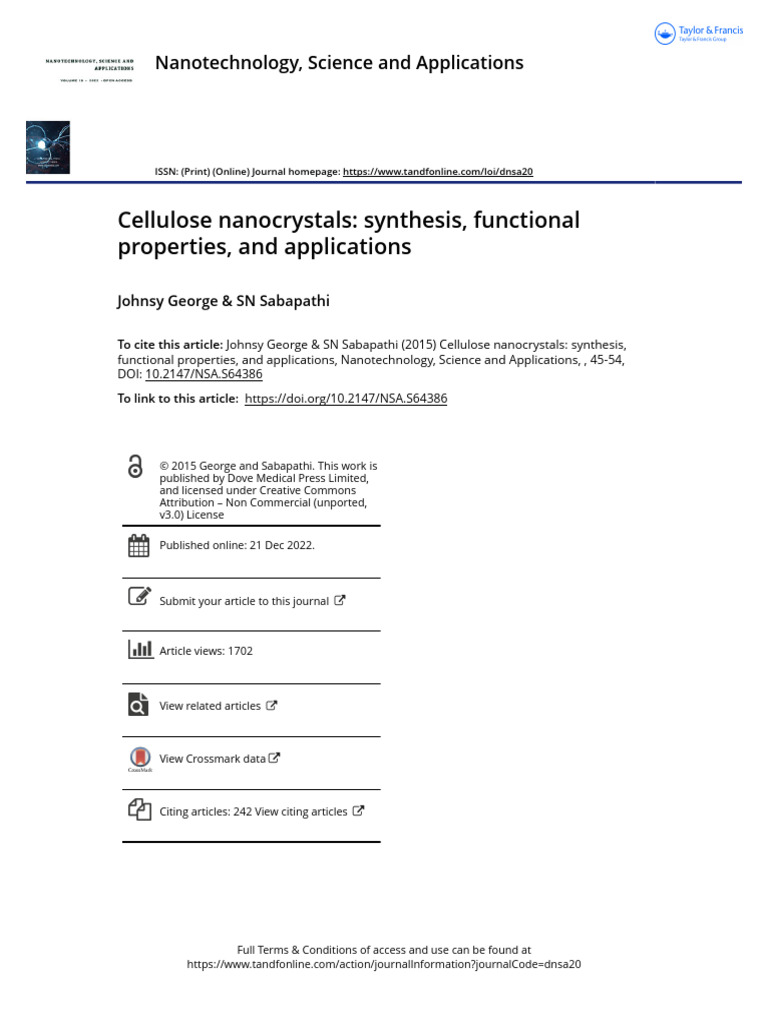 Cellulose Nanocrystals (Synthesis, Functional Prperties, and ...
