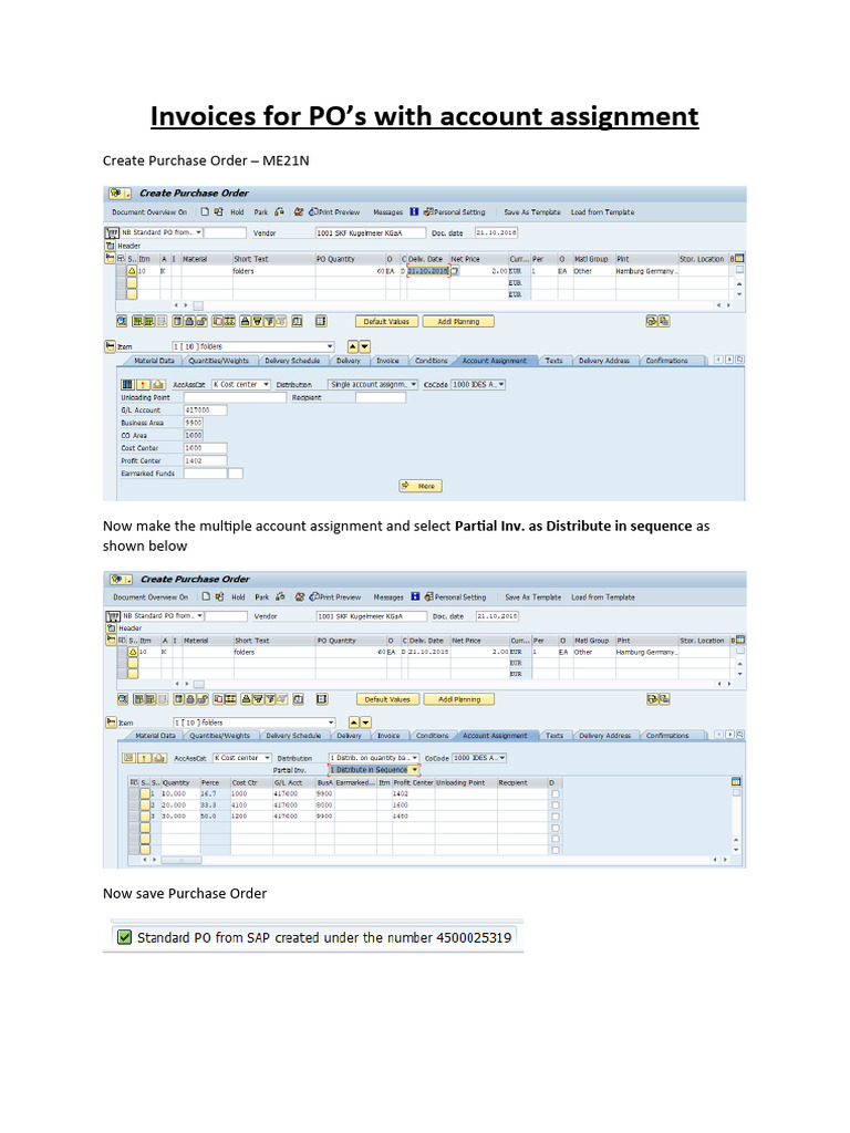05 Invoice For POs With Account Assignment | PDF