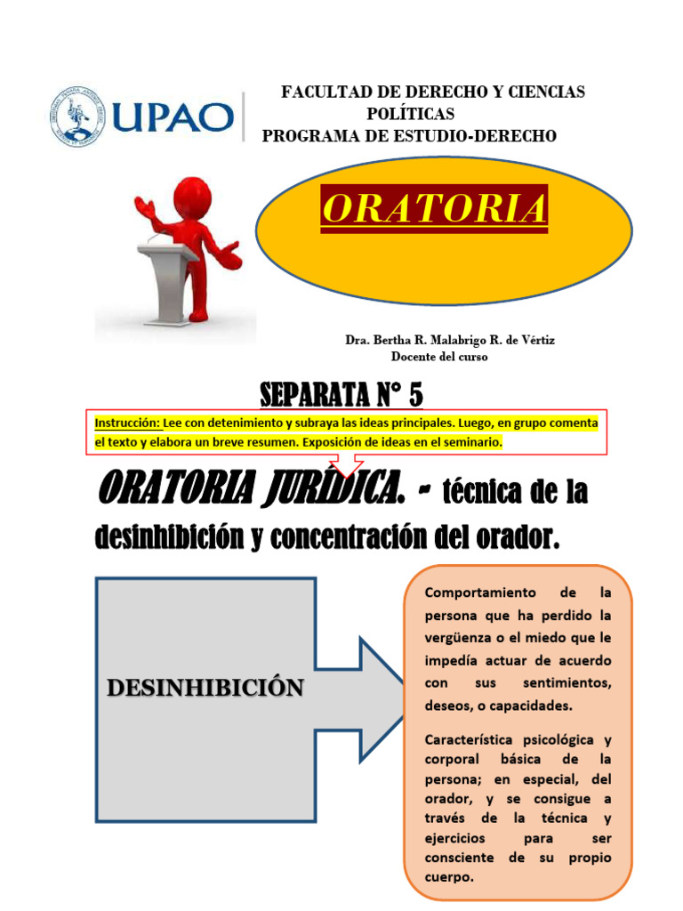 Separata #5 La Desinhibición y Concentración. | PDF | Hablar en público | Temor