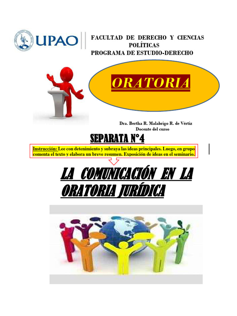 Separata #4. Semana 3 - La Comunicación en La Oratoria Jurídica. | PDF | Comunicación | Hablar ...