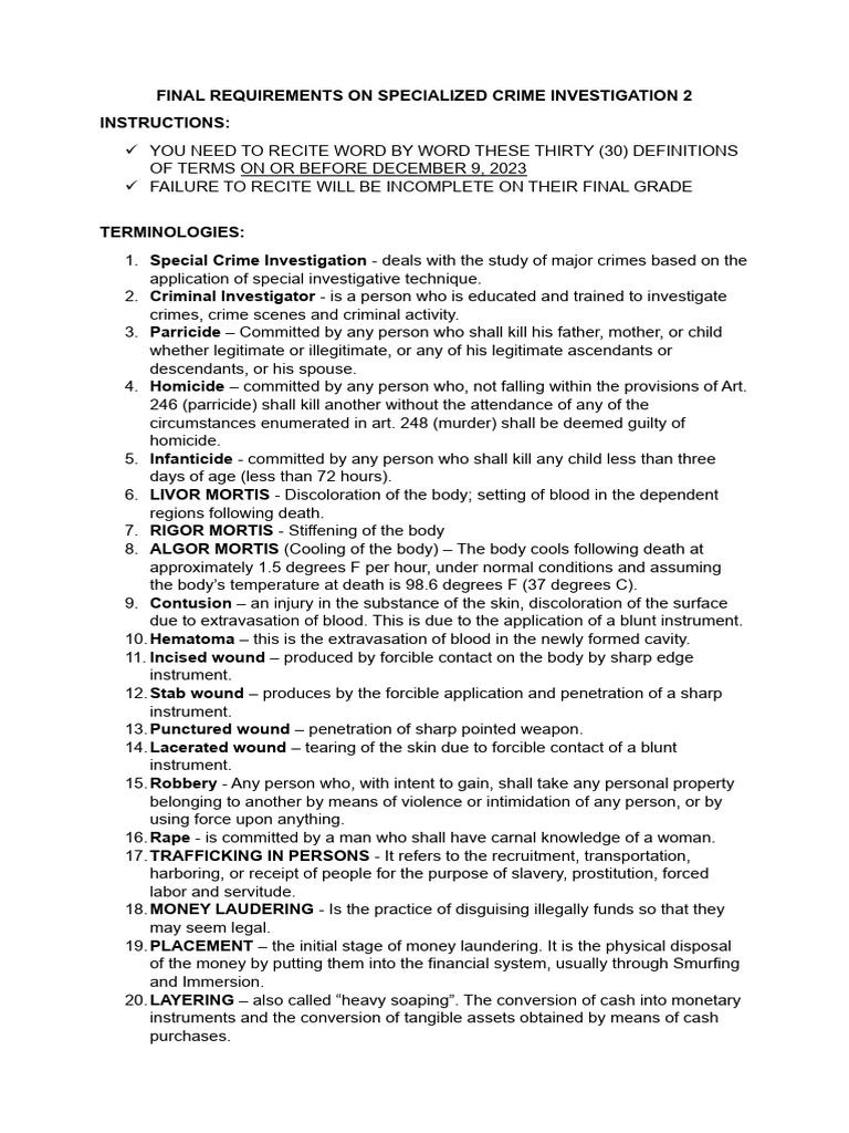Aces Final Requirements On Specialized Crime Investigation 2 | Download Free PDF | Organized ...