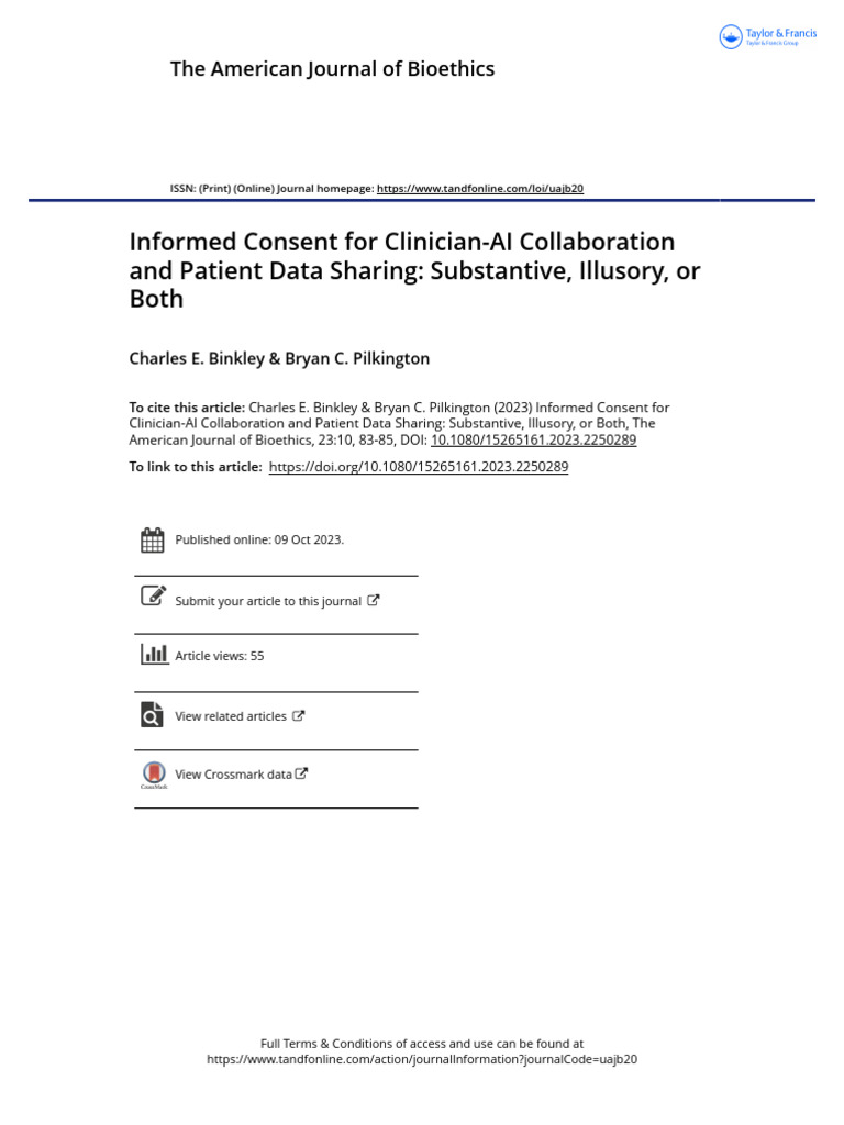 Informed Consent For Clinician-AI Collaboration and Patient Data ... Informed Consent For Clinician-AI Collaboration and Patient Data ...
