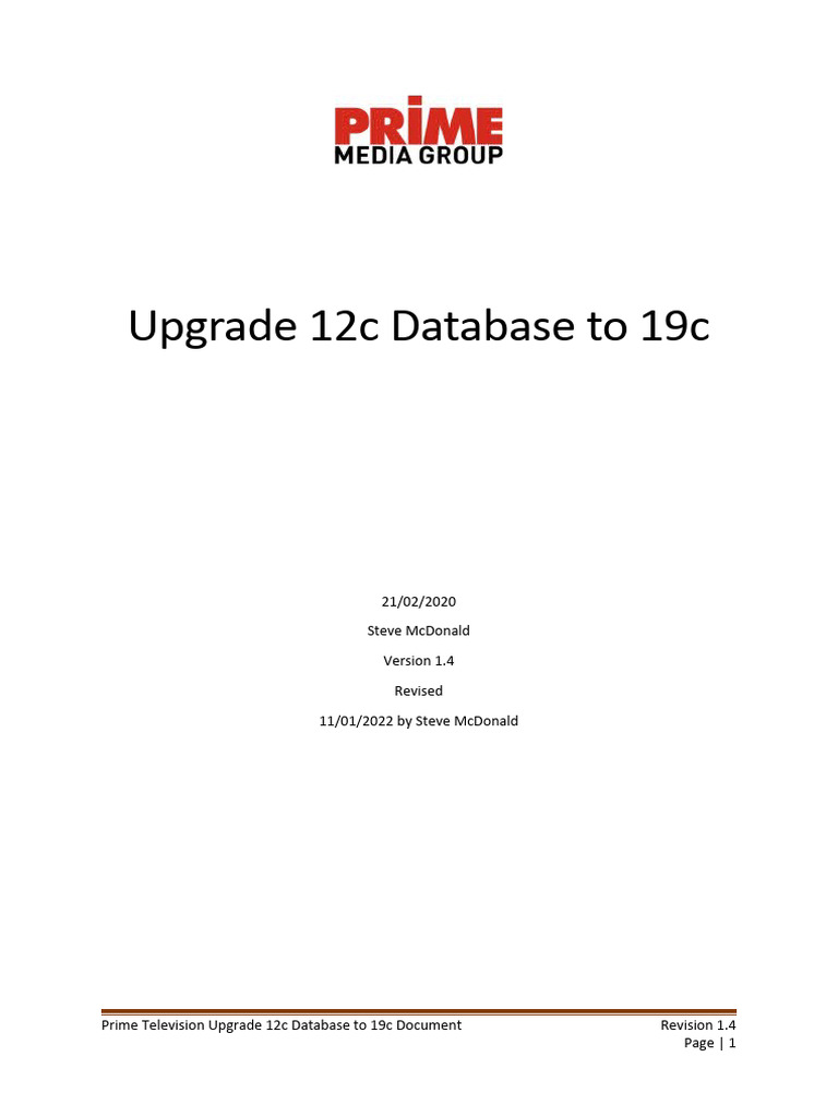 Upgrade Oracle 12c Database To 19c v1.4 | PDF | Databases | Operating ... Upgrade Oracle 12c Database To 19c v1.4 | PDF | Databases | Operating ...