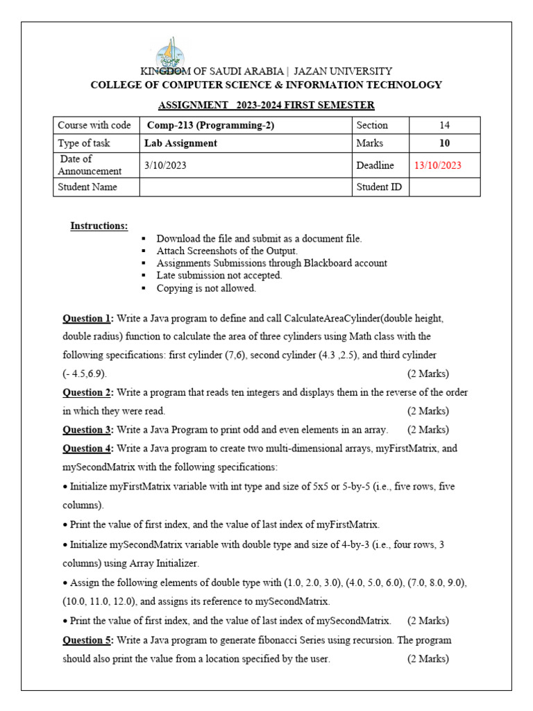 Lab Assign | PDF | Computer Program | Programming