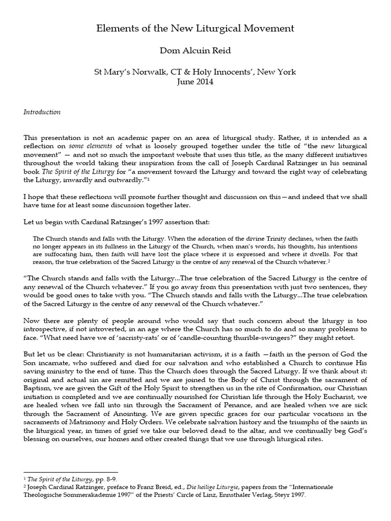 Understanding the New Liturgical Movement | PDF | Catholic Church ...