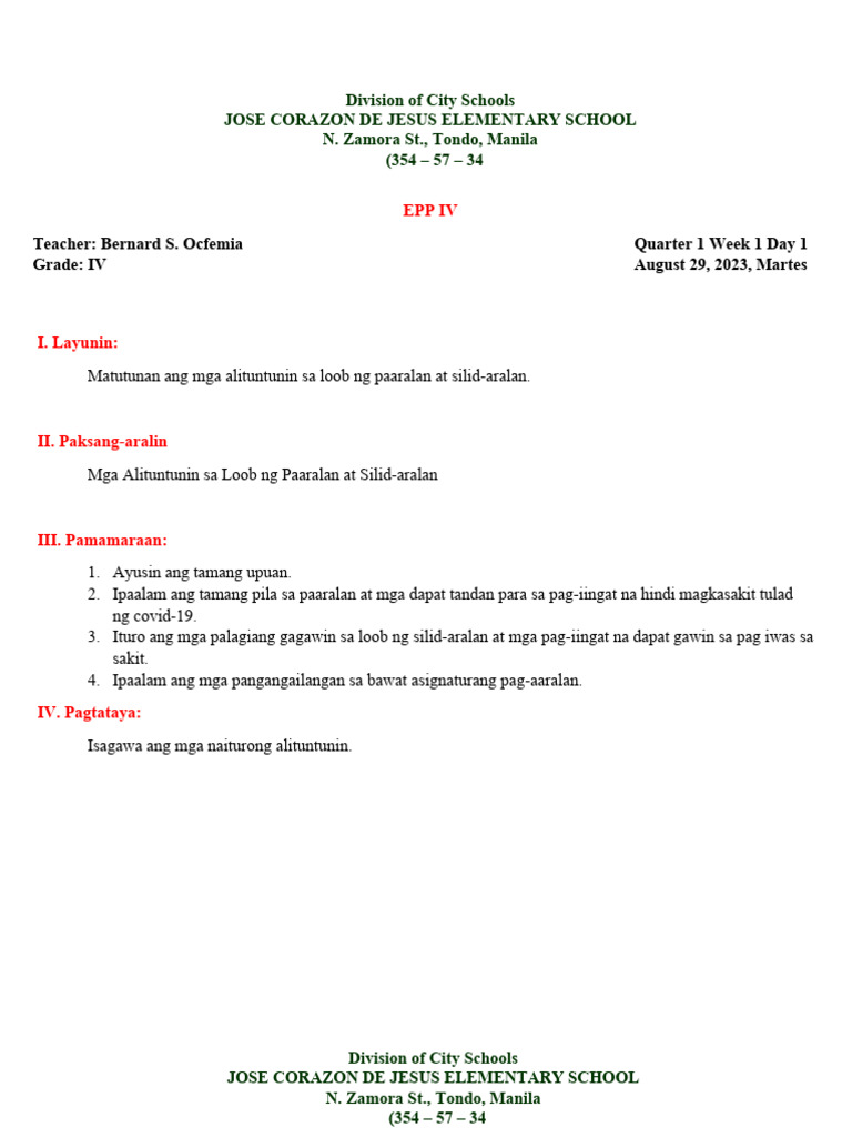 DLP EPP IV Week1 | PDF